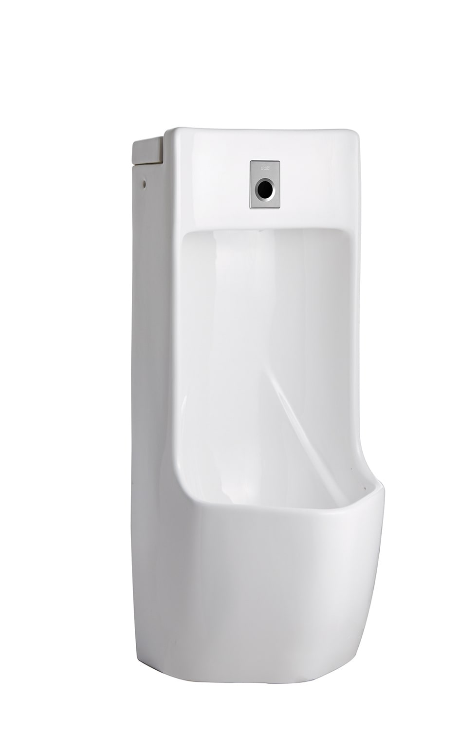 Wall-hung electronic urinal with integrated sensor powered by mains ...
